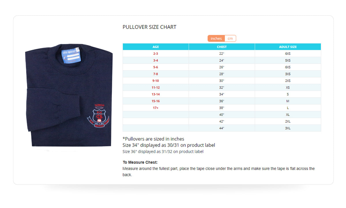 School Uniform | Size Guide | Uniformity Ireland