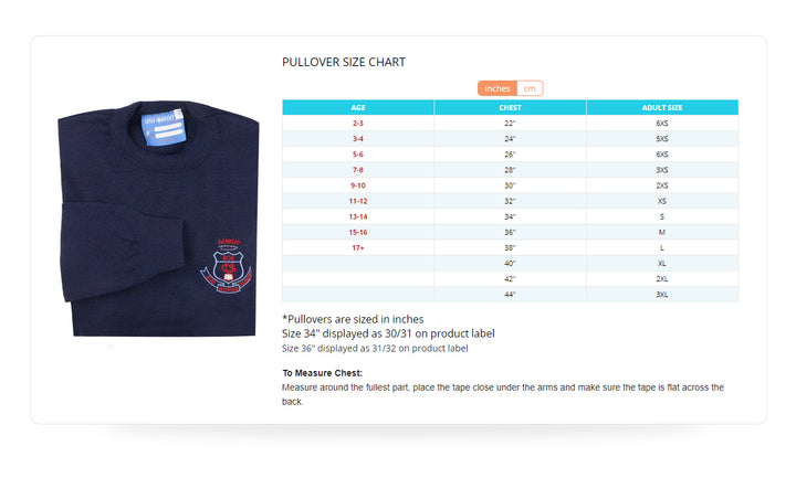 School Uniform | Size Guide | Uniformity Ireland
